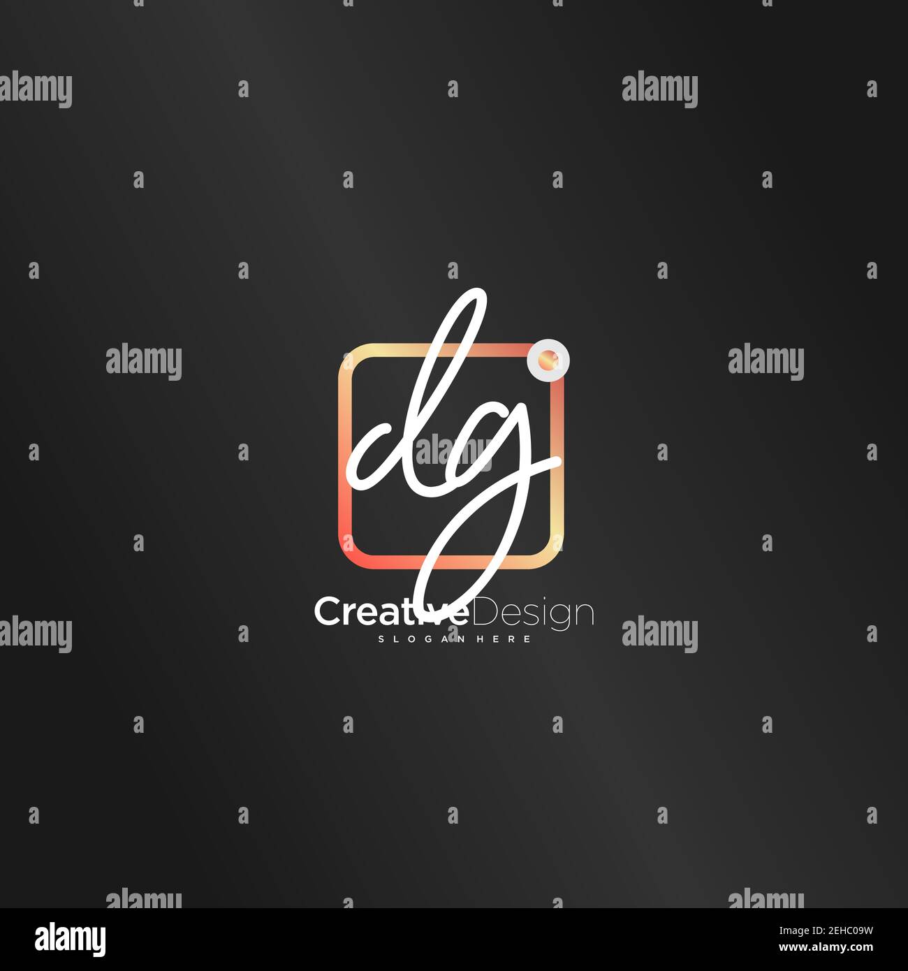 DG Initial Letter handwriting logo hand drawn colorful box vector, logo ...