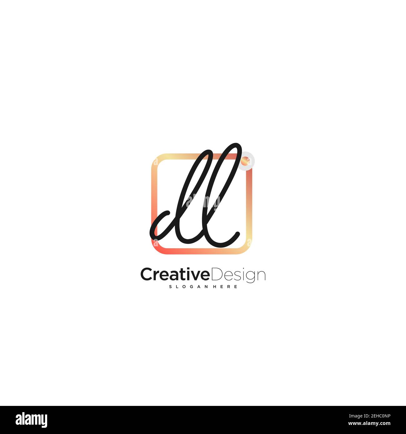 DL Initial Letter handwriting logo hand drawn colorful box vector, logo ...