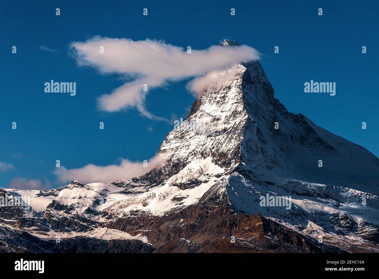 Matterhorn summit covered with clouds Stock Photo - Alamy