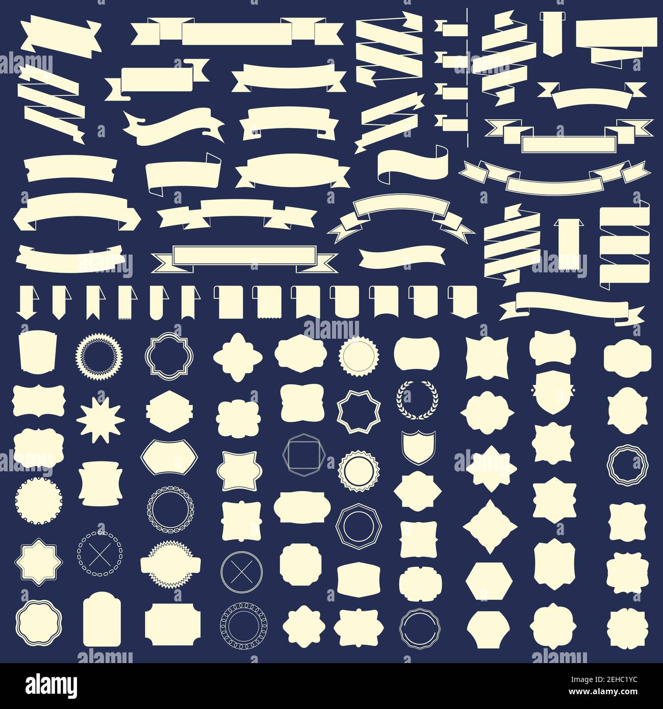 set of ribbons and frame, badge, label. templates for your design Stock ...