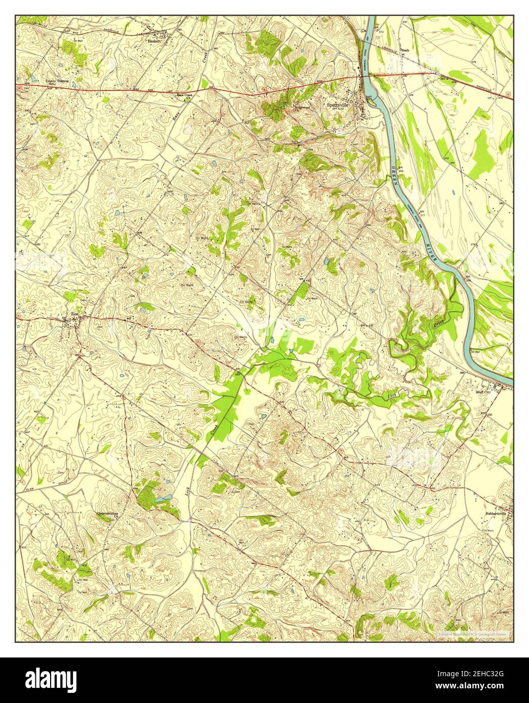 Spottsville, Kentucky, map 1951, 1:24000, United States of America by ...