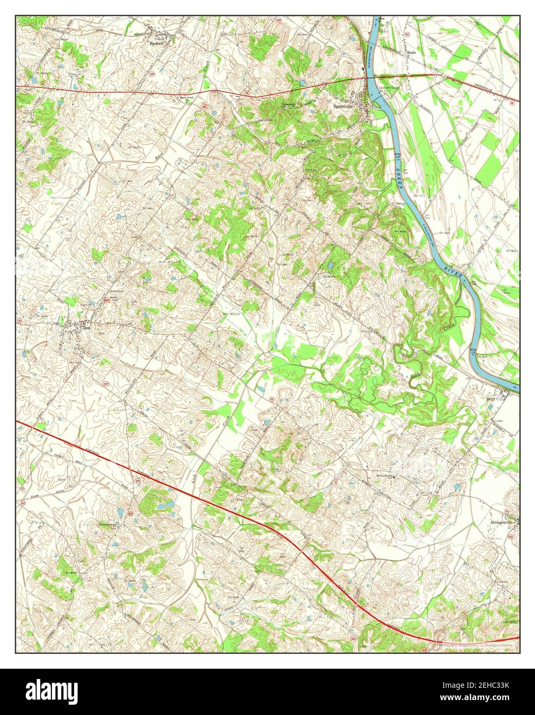 Spottsville, Kentucky, map 1971, 1:24000, United States of America by ...