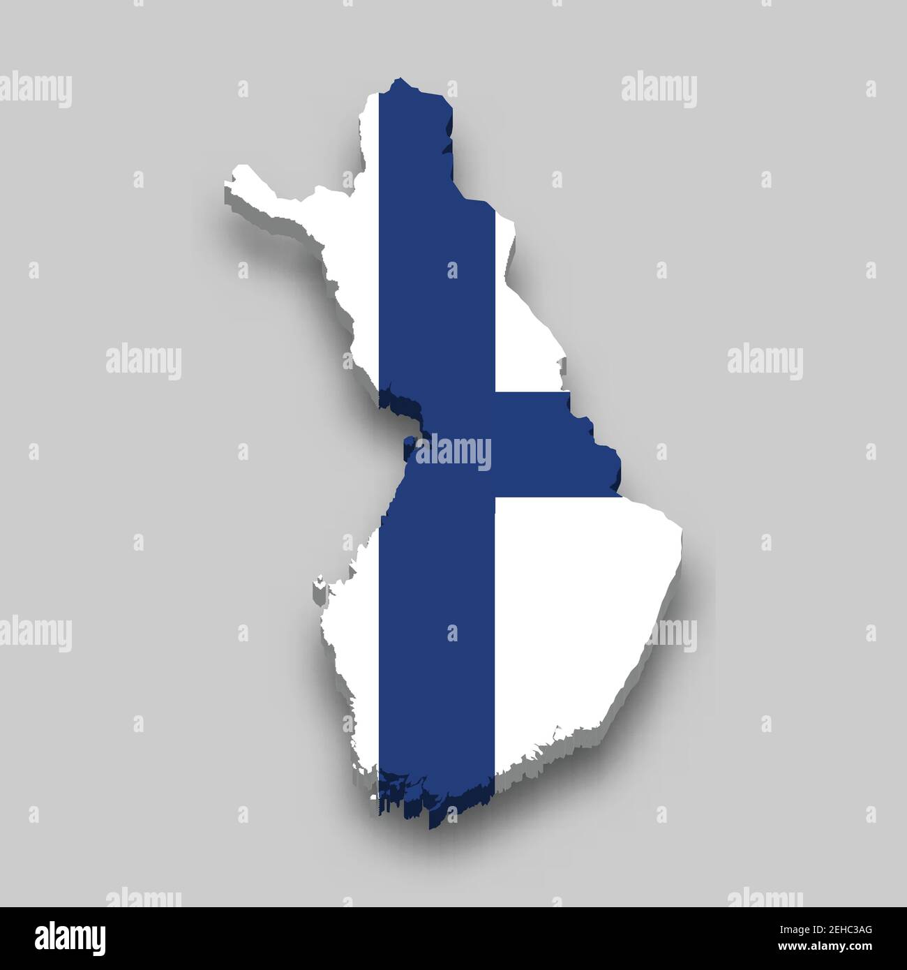 3d isometric Map of Finland with national flag. Vector Illustration ...