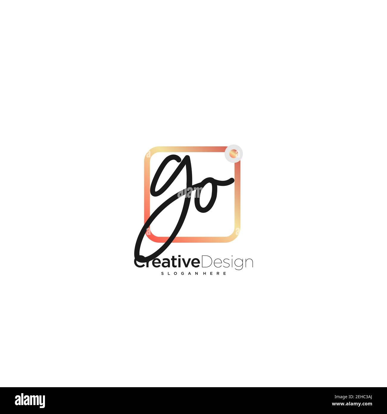 GO Initial Letter handwriting logo hand drawn colorful box vector, logo ...