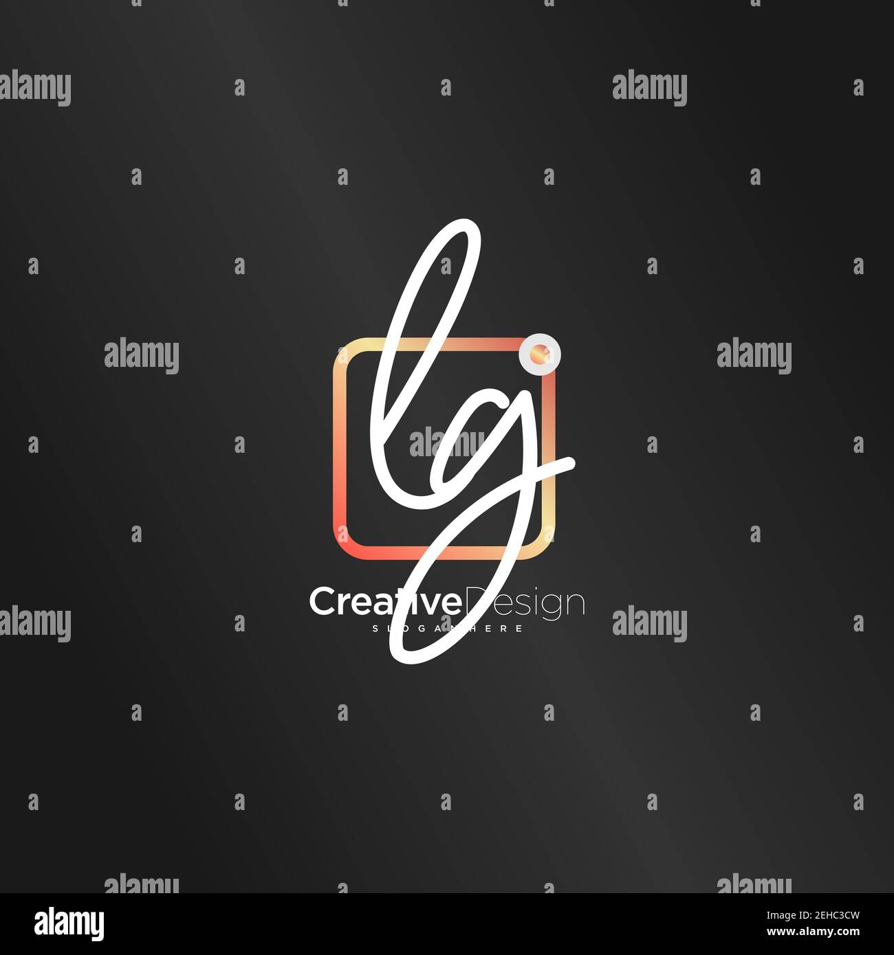 LG Initial Letter handwriting logo hand drawn colorful box vector, logo ...