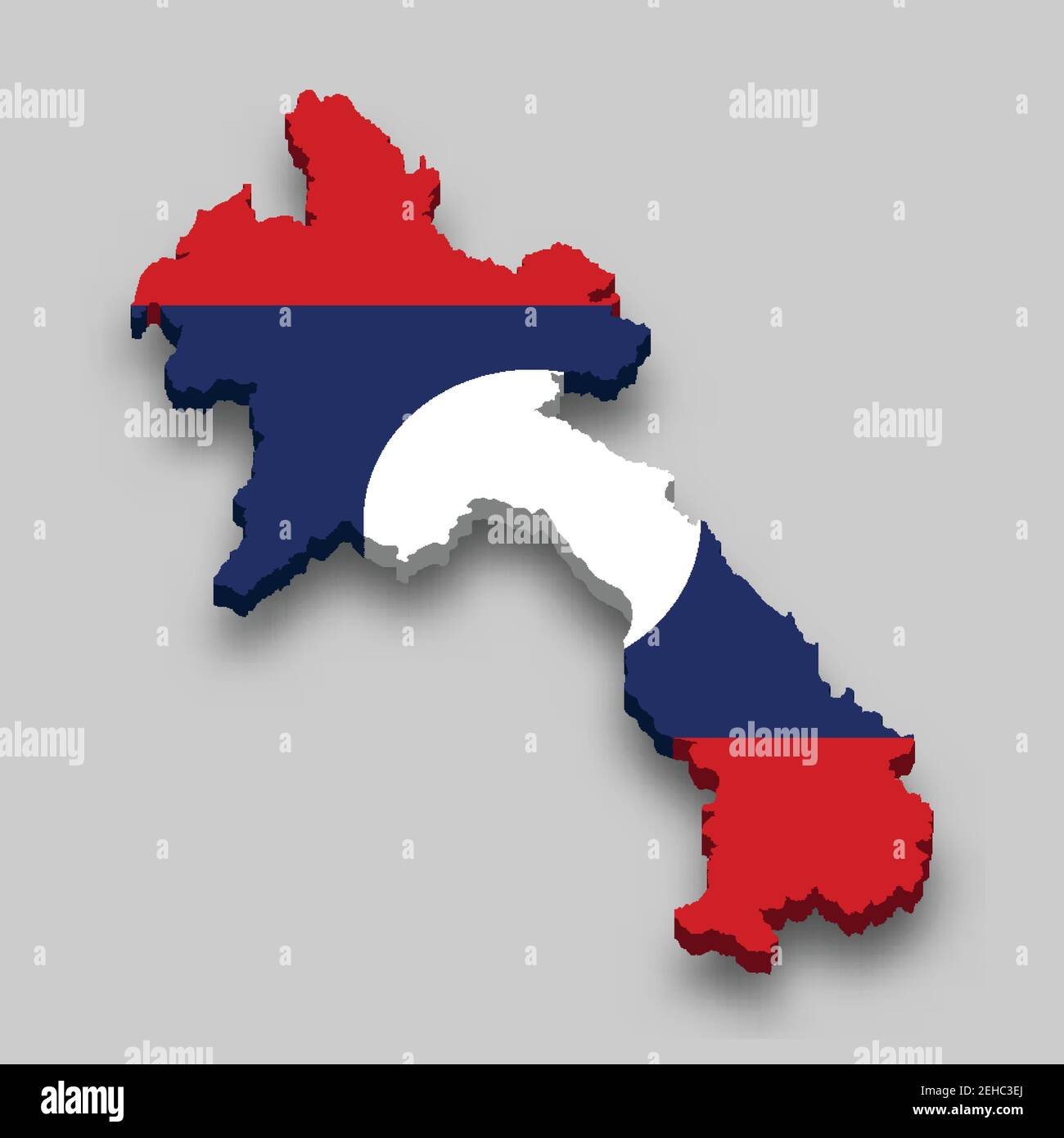 3d isometric Map of Laos with national flag. Vector Illustration Stock ...
