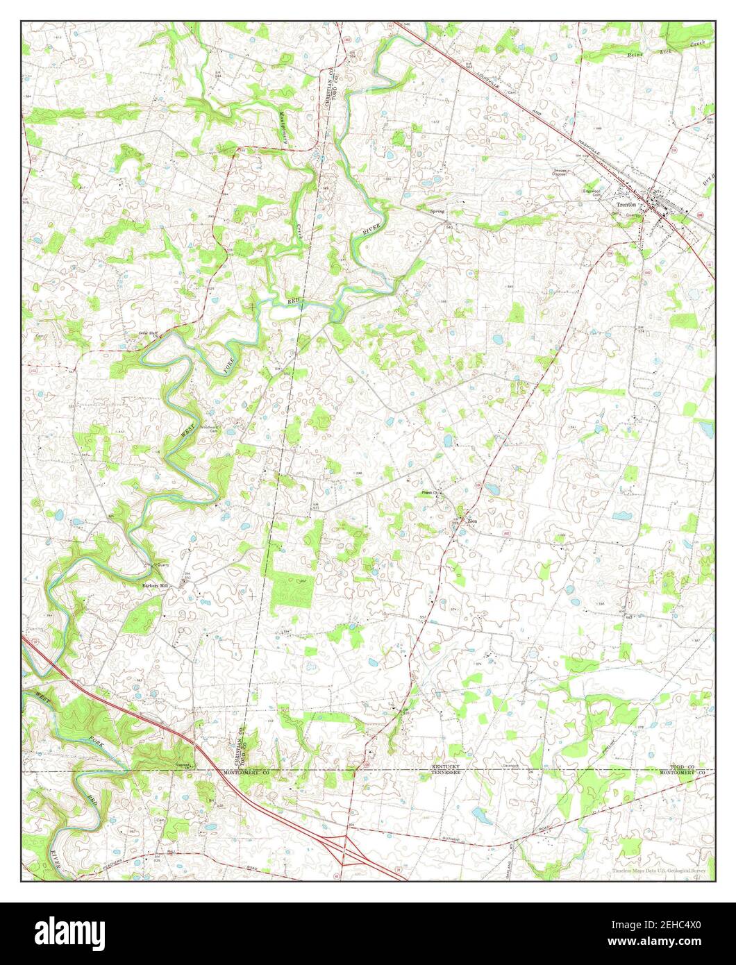 Trenton, Kentucky, map 1974, 1:24000, United States of America by ...