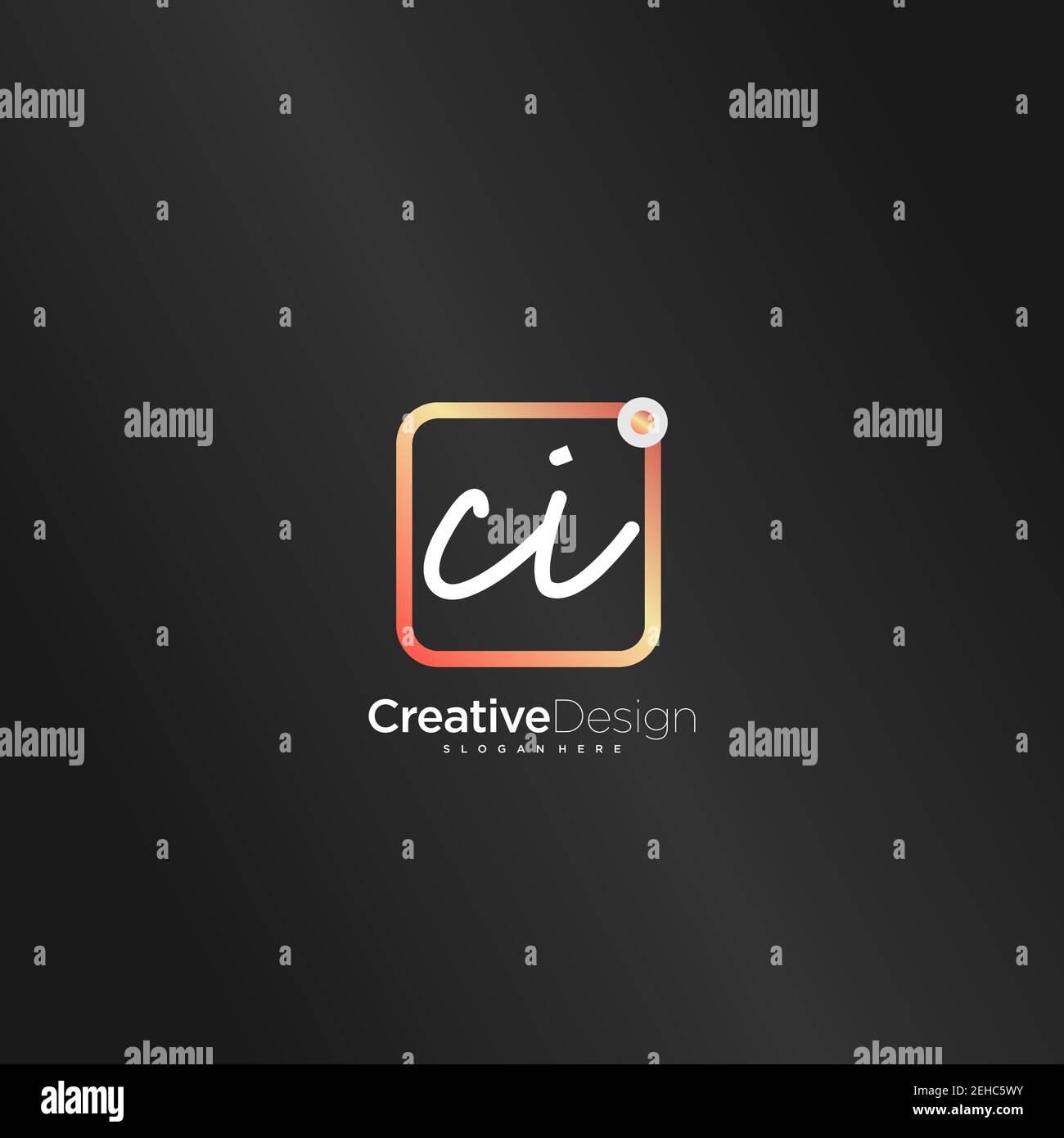 CI Initial Letter handwriting logo hand drawn colorful box vector, logo ...