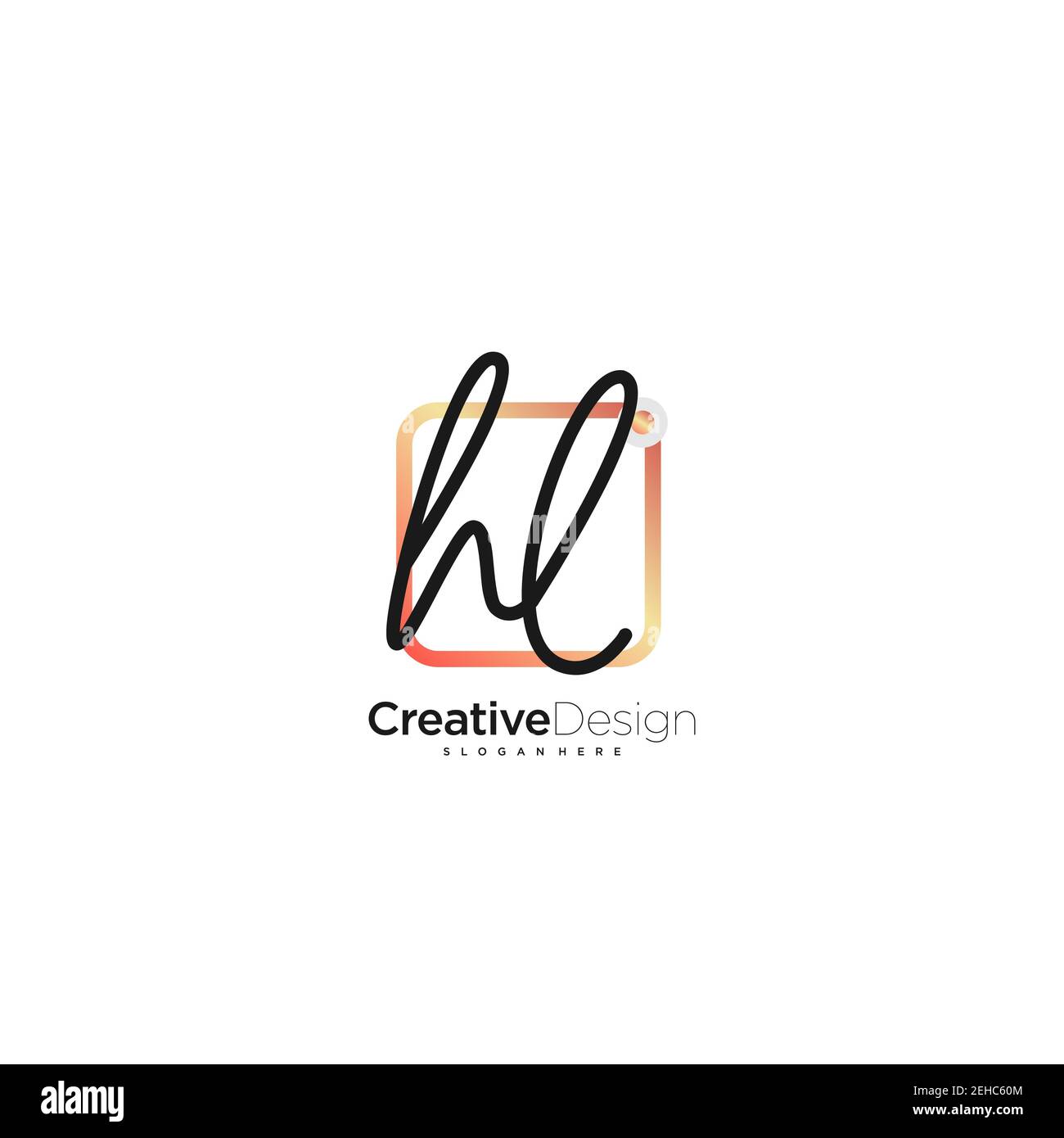 HL Initial Letter handwriting logo hand drawn colorful box vector, logo ...