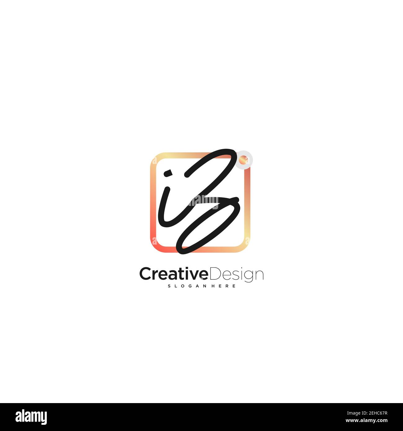 IZ Initial Letter handwriting logo hand drawn colorful box vector, logo ...