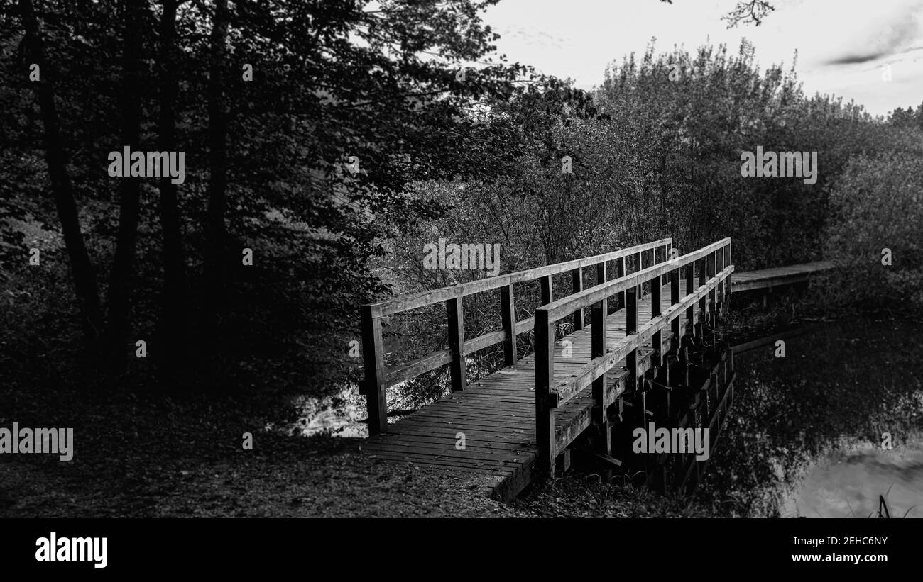 Medieval wooden bridge Black and White Stock Photos & Images - Alamy