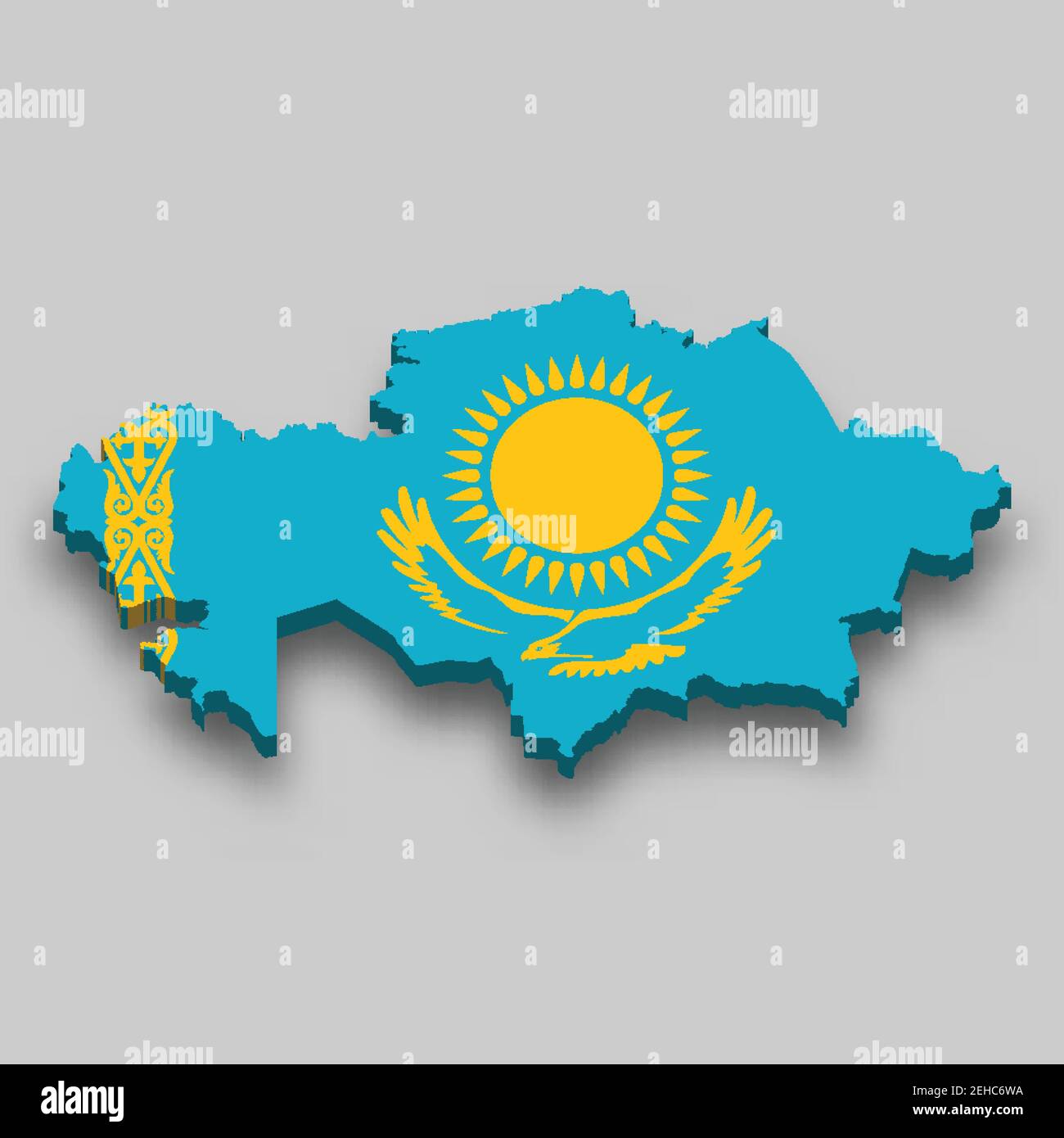 3d isometric Map of Kazakhstan with national flag. Vector Illustration ...