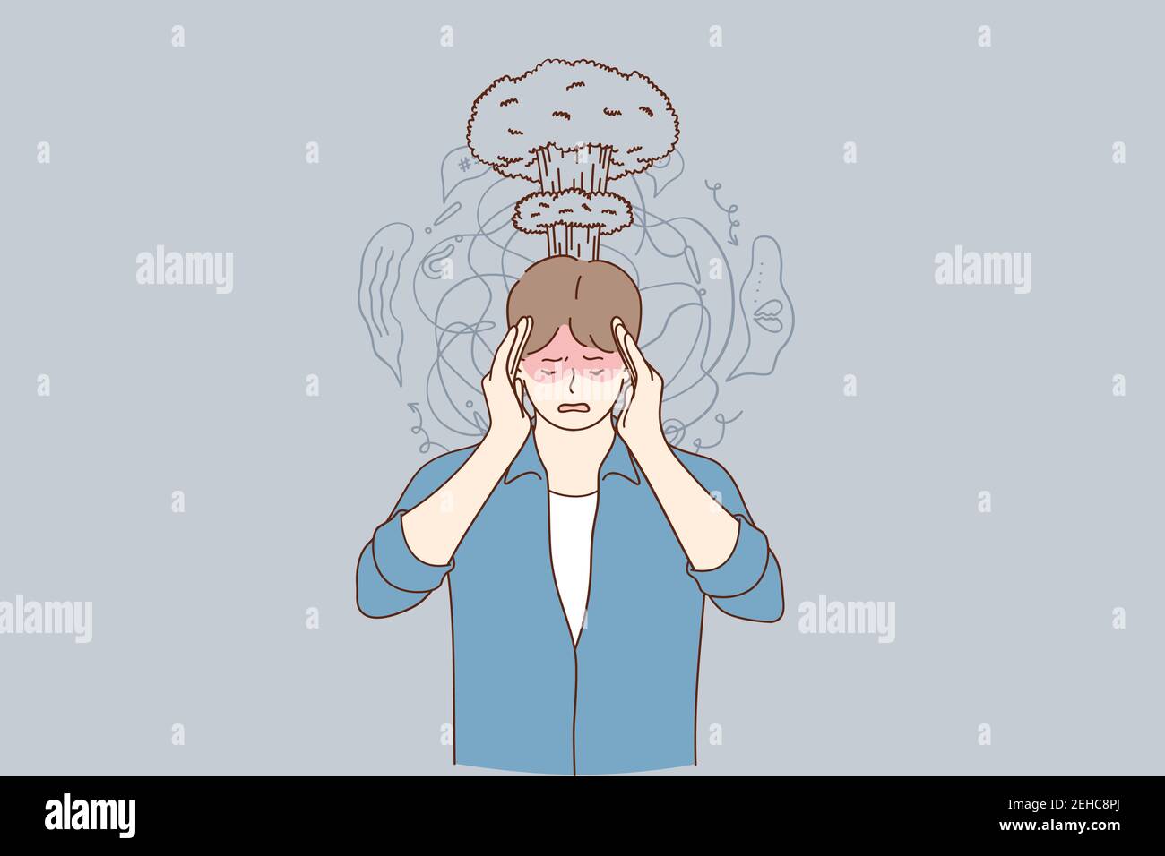 Frustrated man fatigue headache Stock Vector Images - Alamy