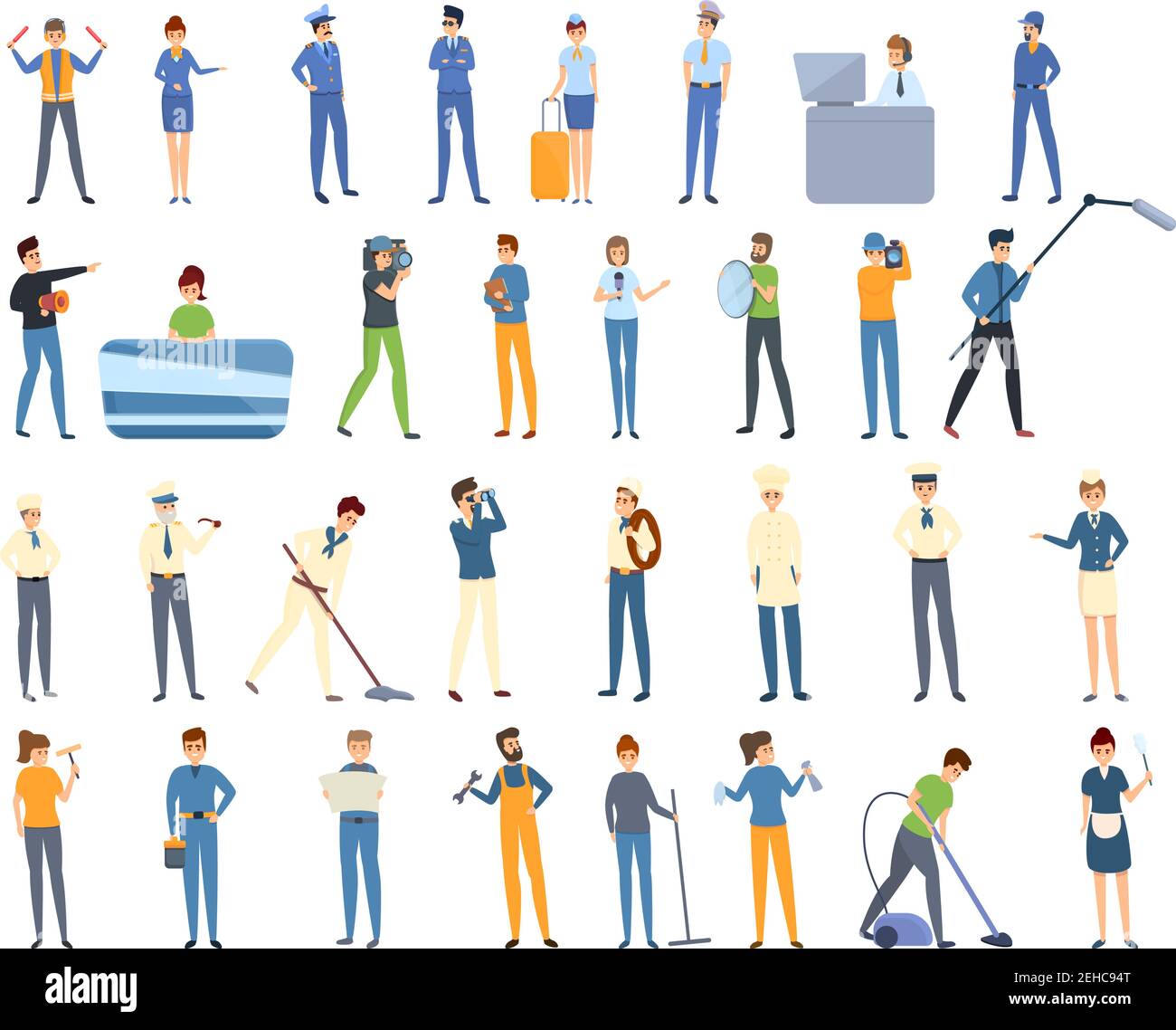 Crew icons set. Cartoon set of crew vector icons for web design Stock ...