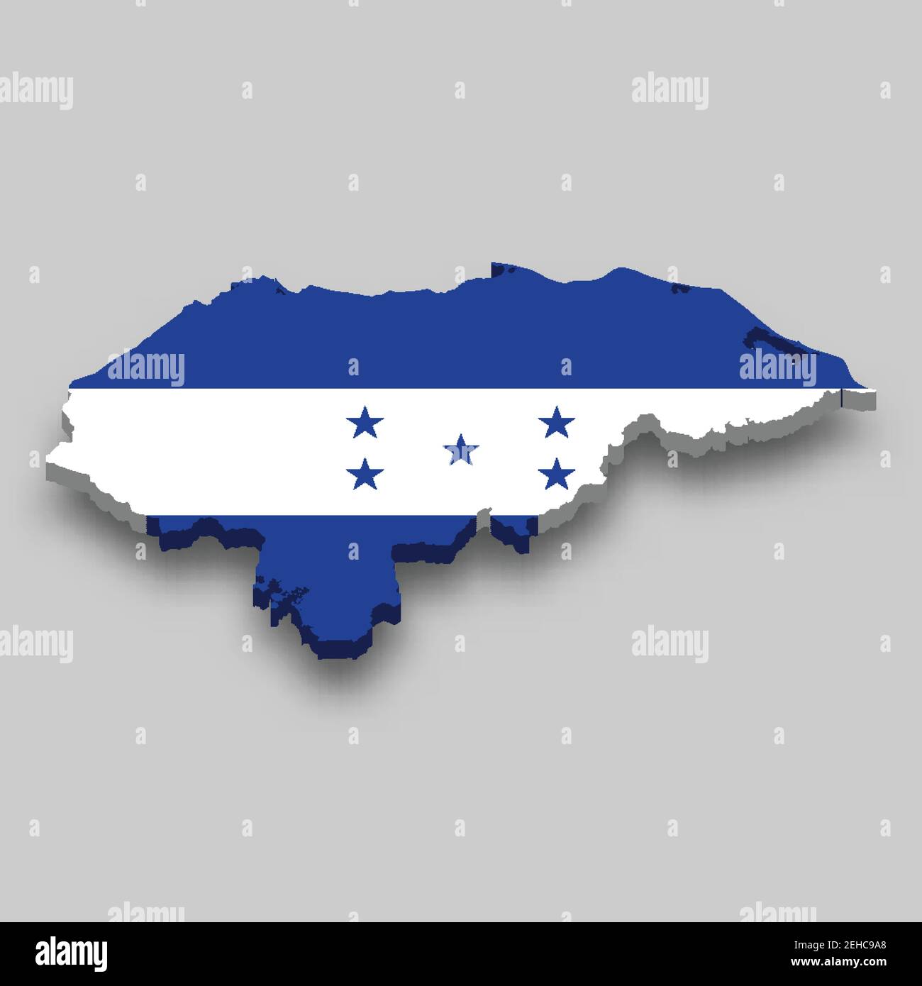 3d isometric Map of Honduras with national flag. Vector Illustration Stock Vector Image & Art ...