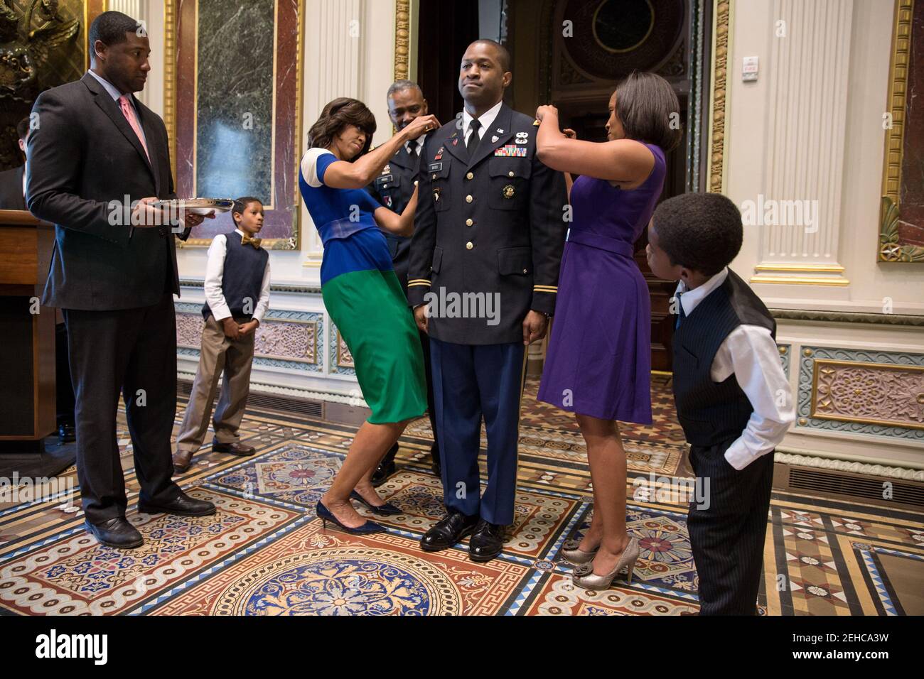 First Lady Michelle Obama participates in a promotion ceremony for ...