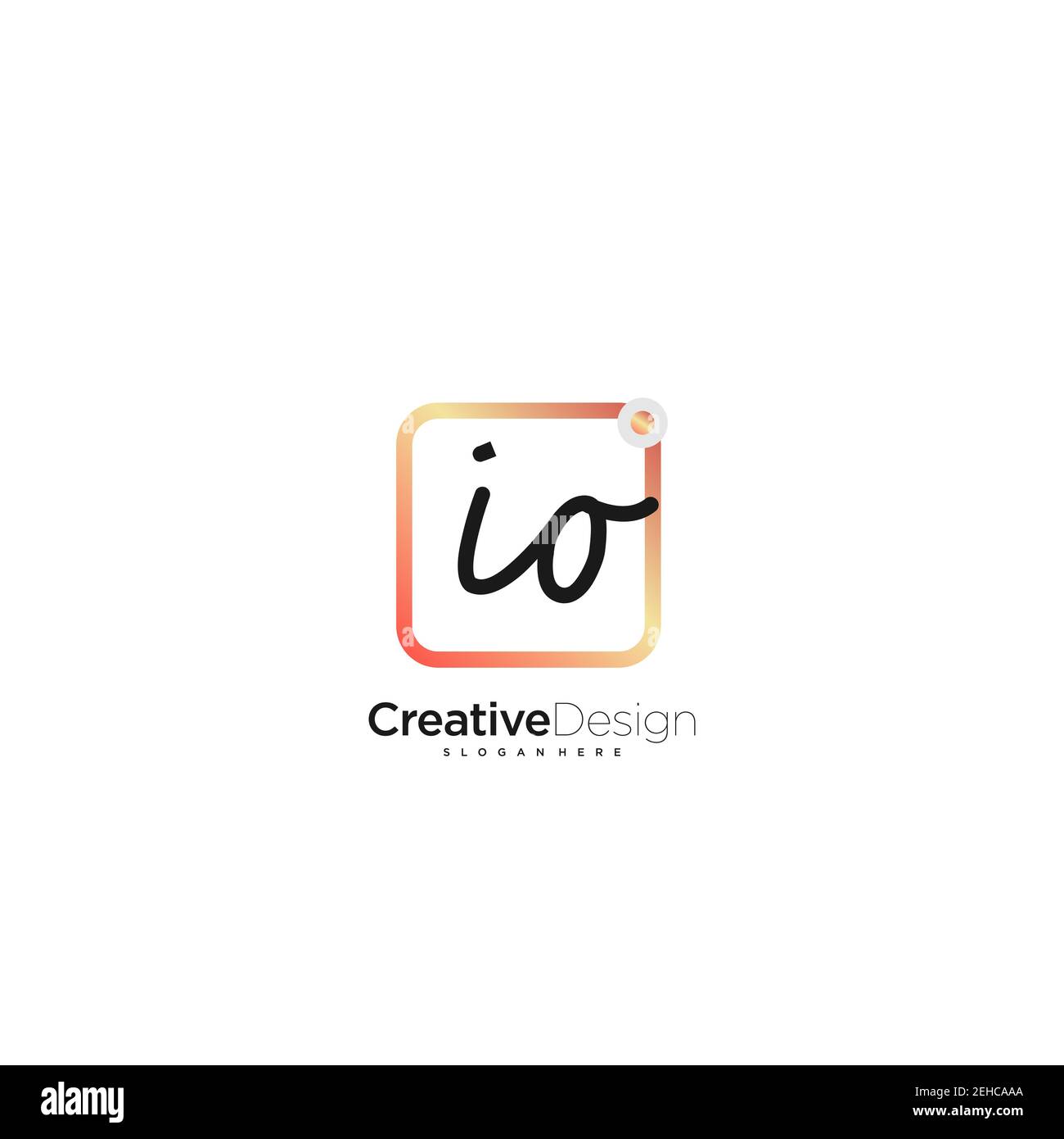 IO Initial Letter handwriting logo hand drawn colorful box vector, logo ...