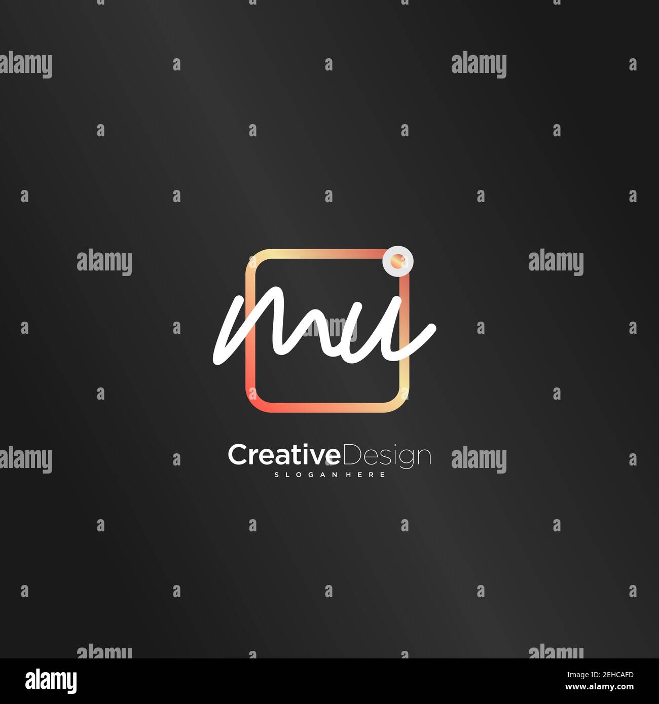 MU Initial Letter handwriting logo hand drawn colorful box vector, logo ...