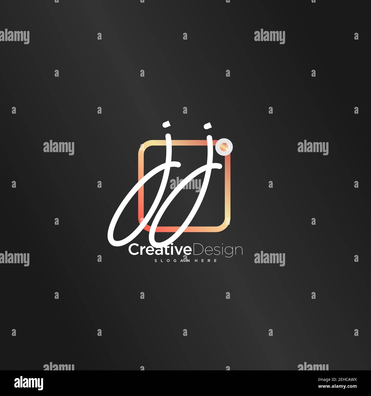 JJ Initial Letter handwriting logo hand drawn colorful box vector, logo ...