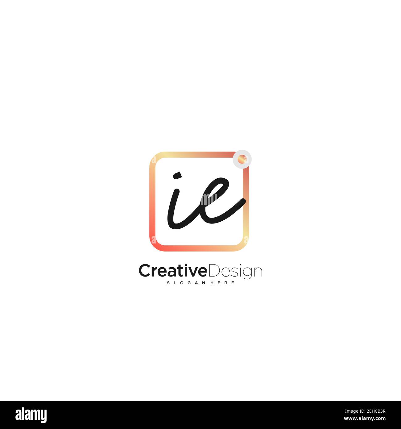 IE Initial Letter handwriting logo hand drawn colorful box vector, logo ...