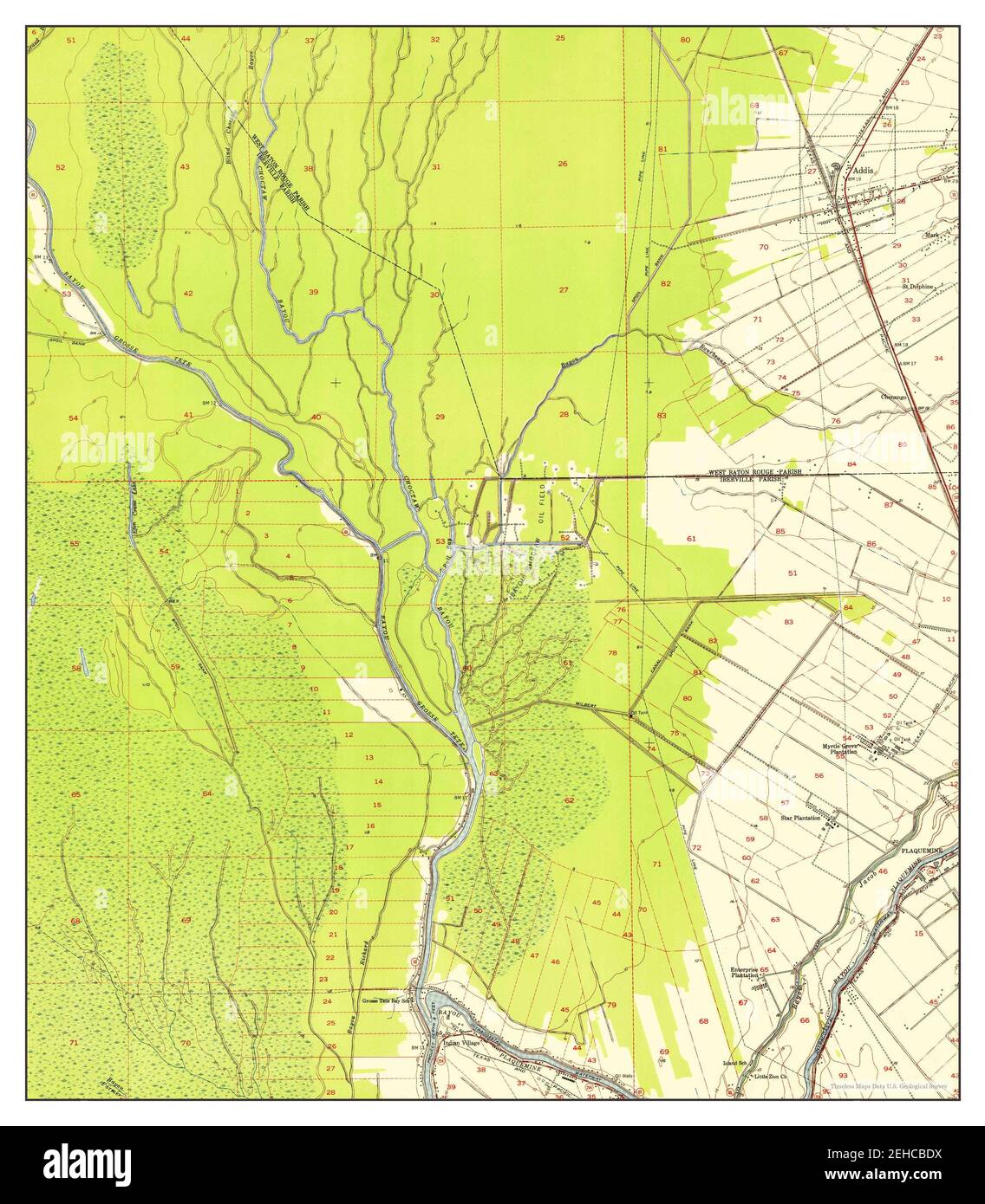 Addis, Louisiana, map 1953, 1:24000, United States of America by ...
