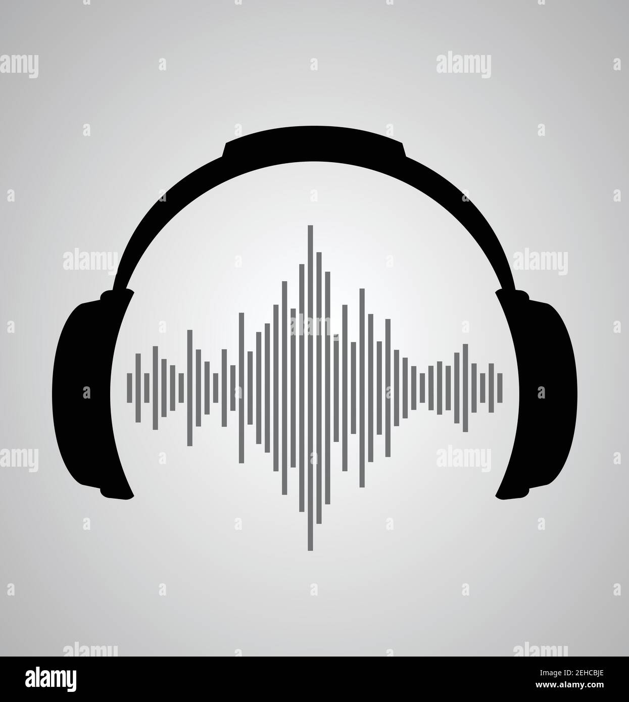 headphones icon with sound wave beats. Vector flat illustration Stock ...