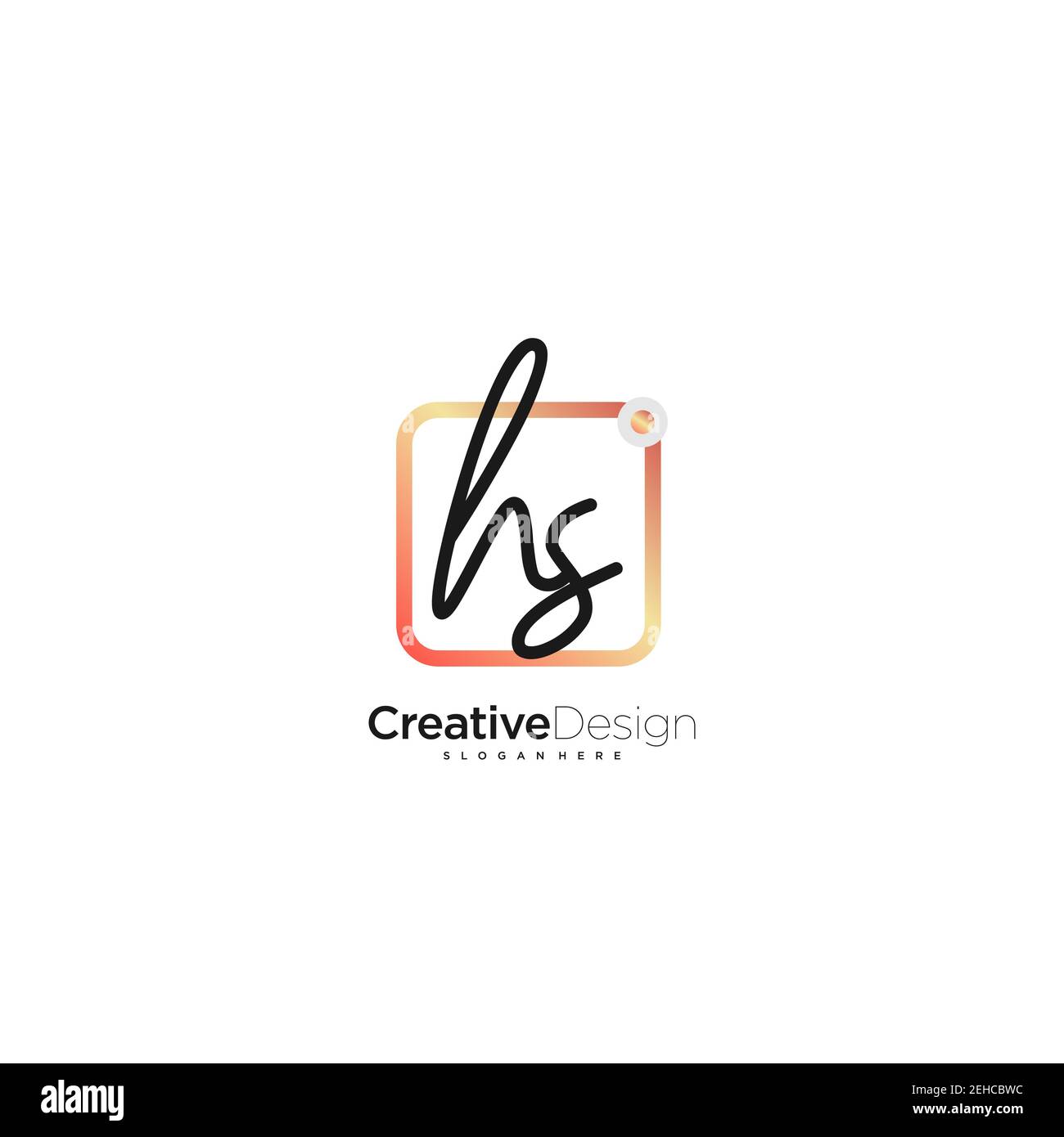 HS Initial Letter handwriting logo hand drawn colorful box vector, logo ...
