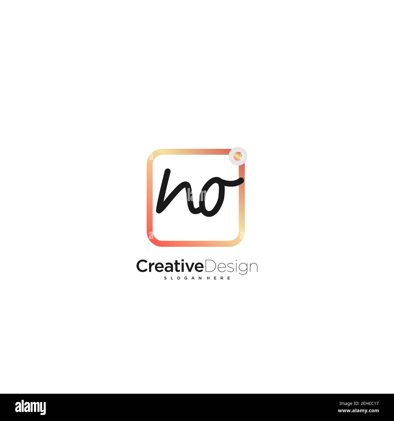 NO Initial Letter handwriting logo hand drawn colorful box vector, logo ...