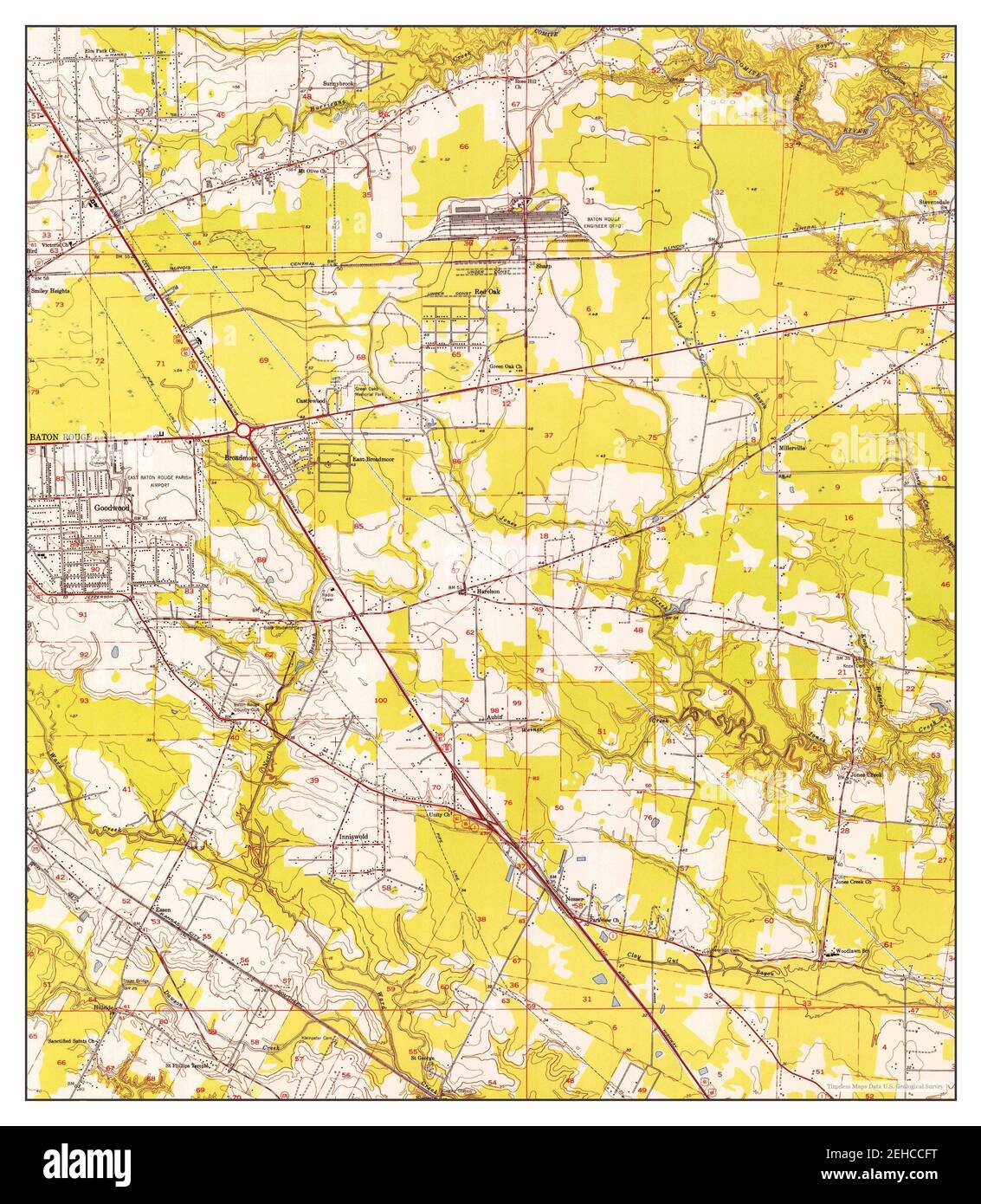 Baton Rouge East, Louisiana, map 1953, 1:24000, United States of ...