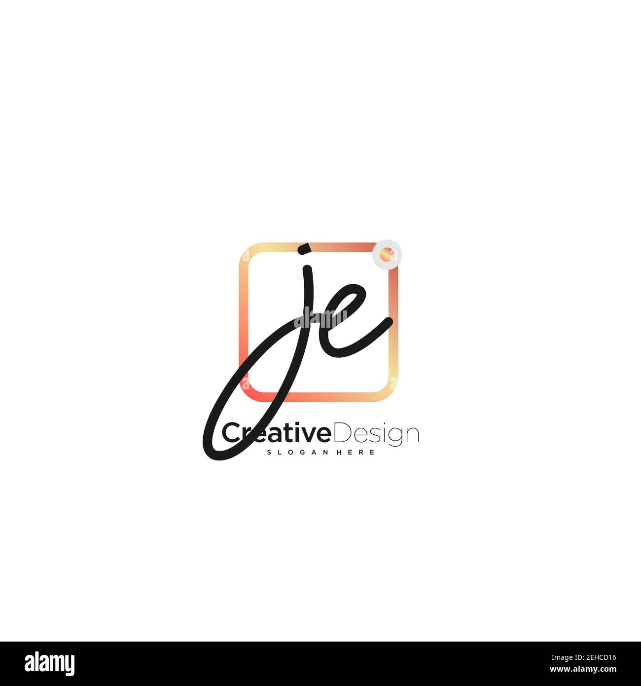 JE Initial Letter handwriting logo hand drawn colorful box vector, logo ...