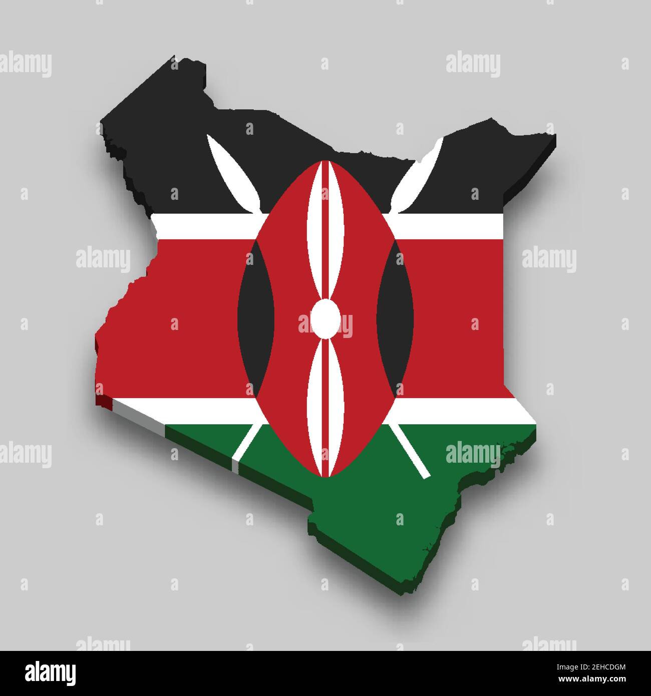 3d isometric Map of Kenya with national flag. Vector Illustration Stock Vector Image & Art - Alamy