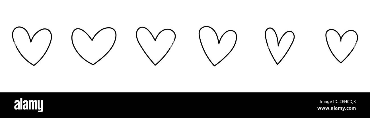 Heart Vector Marker Black And White Hand Drawn Hearts Vector Set With