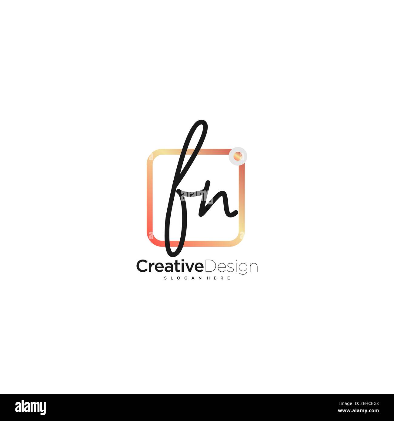 FN Initial Letter handwriting logo hand drawn colorful box vector, logo ...