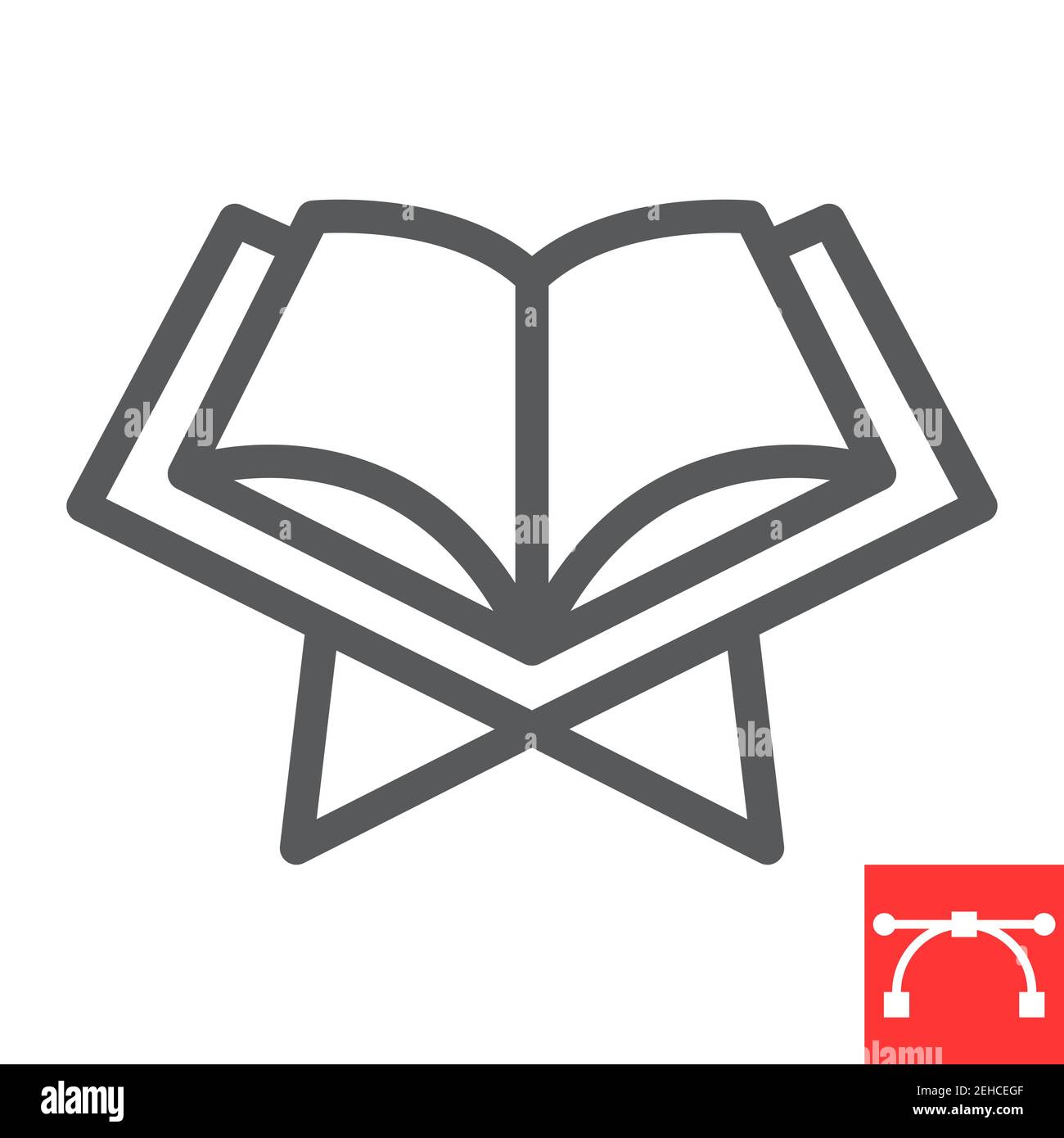 Open quran book line icon, Happy Ramadan and religion, koran book ...