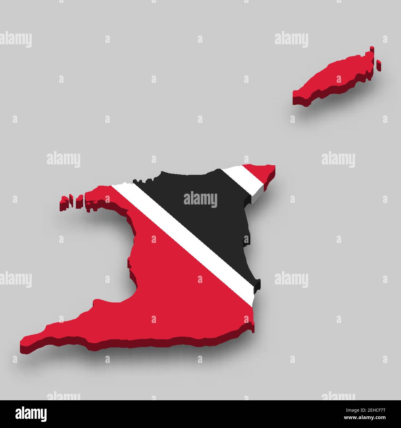 3d isometric Map of Trinidad and Tobago with national flag. Vector ...