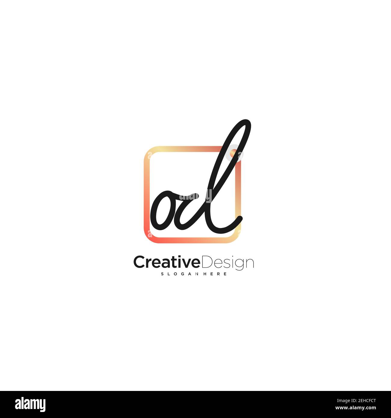 OD Initial Letter handwriting logo hand drawn colorful box vector, logo ...
