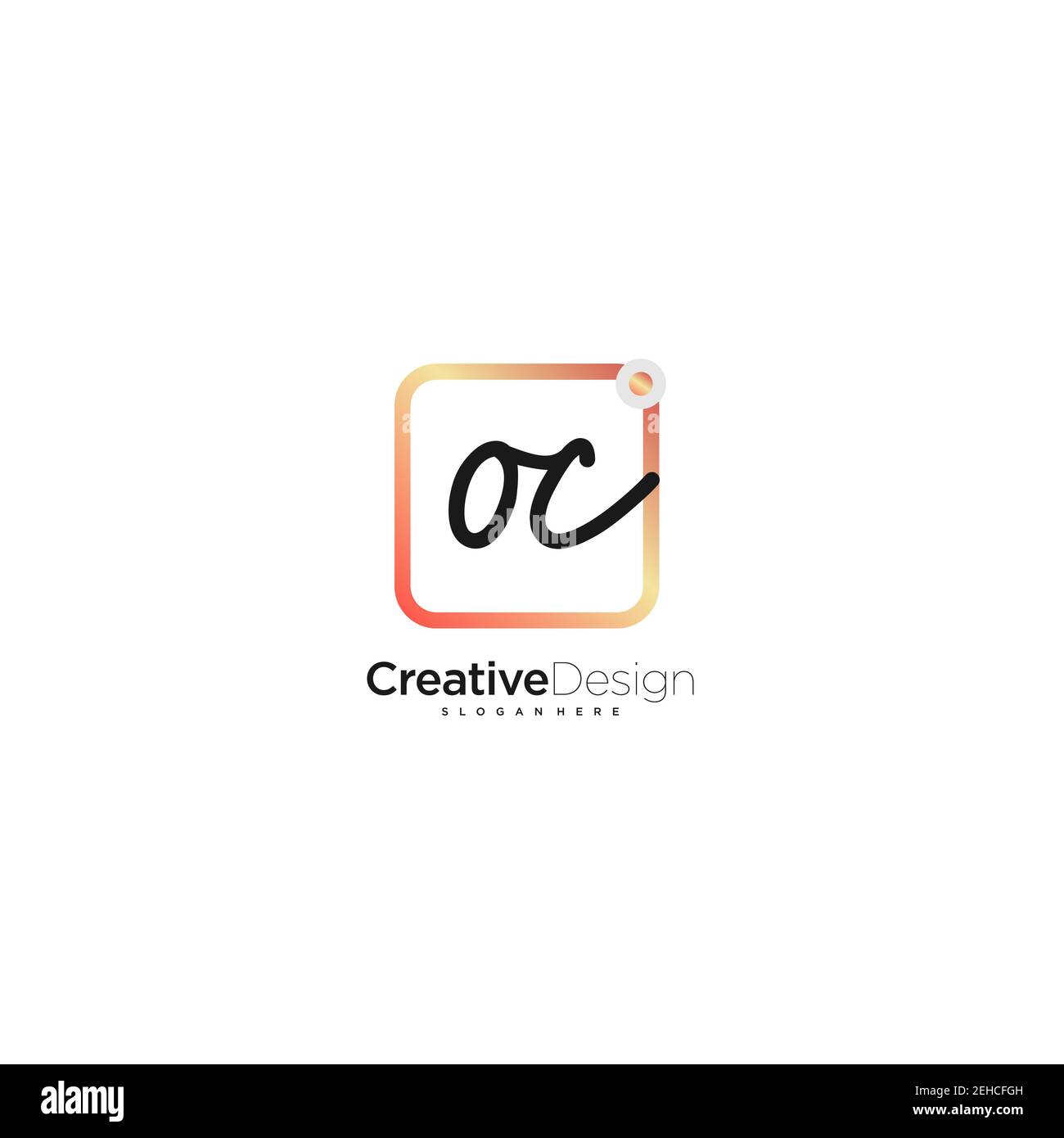 OC Initial Letter handwriting logo hand drawn colorful box vector, logo ...
