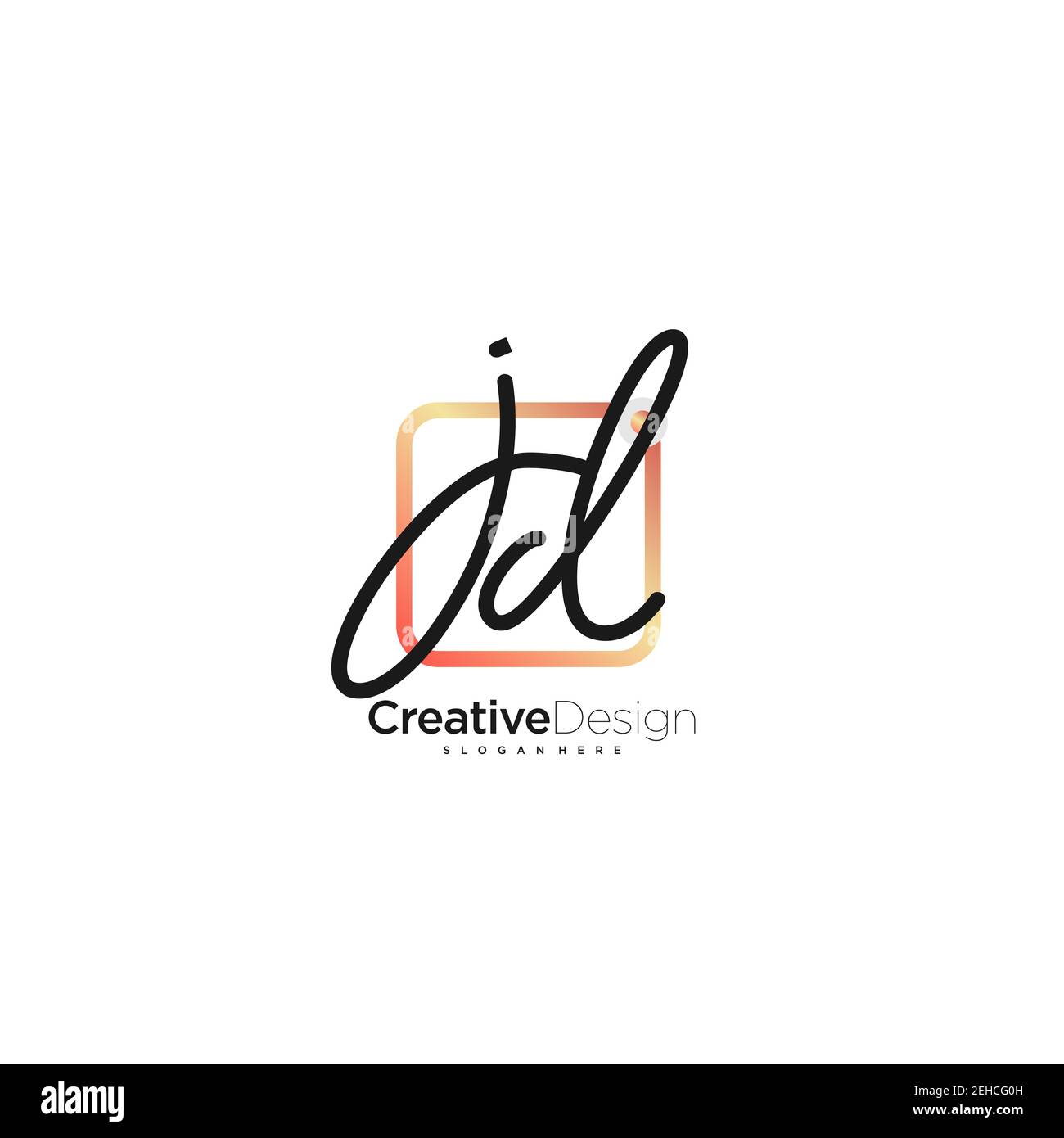 JD Initial Letter handwriting logo hand drawn colorful box vector, logo ...