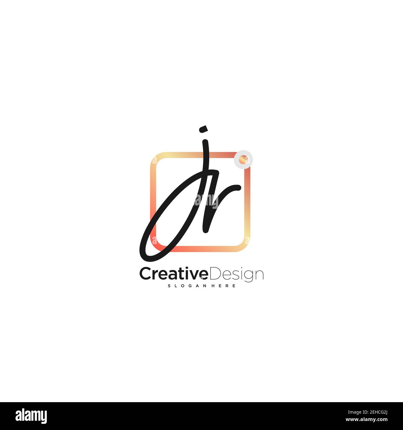 JR Initial Letter handwriting logo hand drawn colorful box vector, logo ...