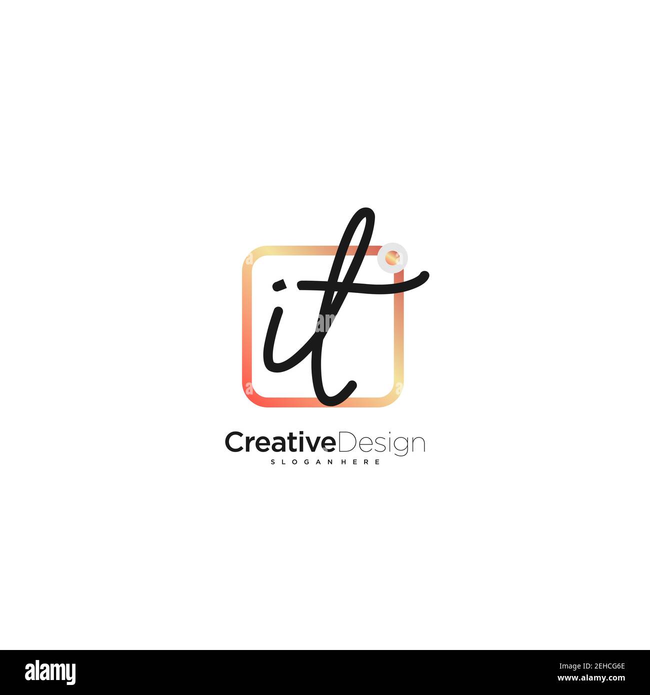 IT Initial Letter handwriting logo hand drawn colorful box vector, logo ...