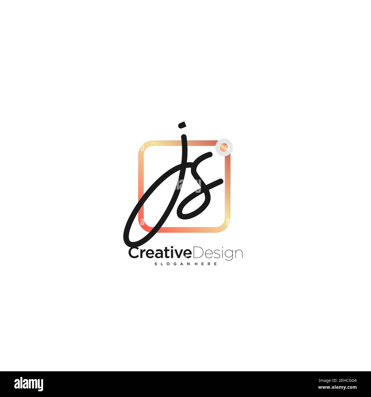 JS Initial Letter handwriting logo hand drawn colorful box vector, logo ...