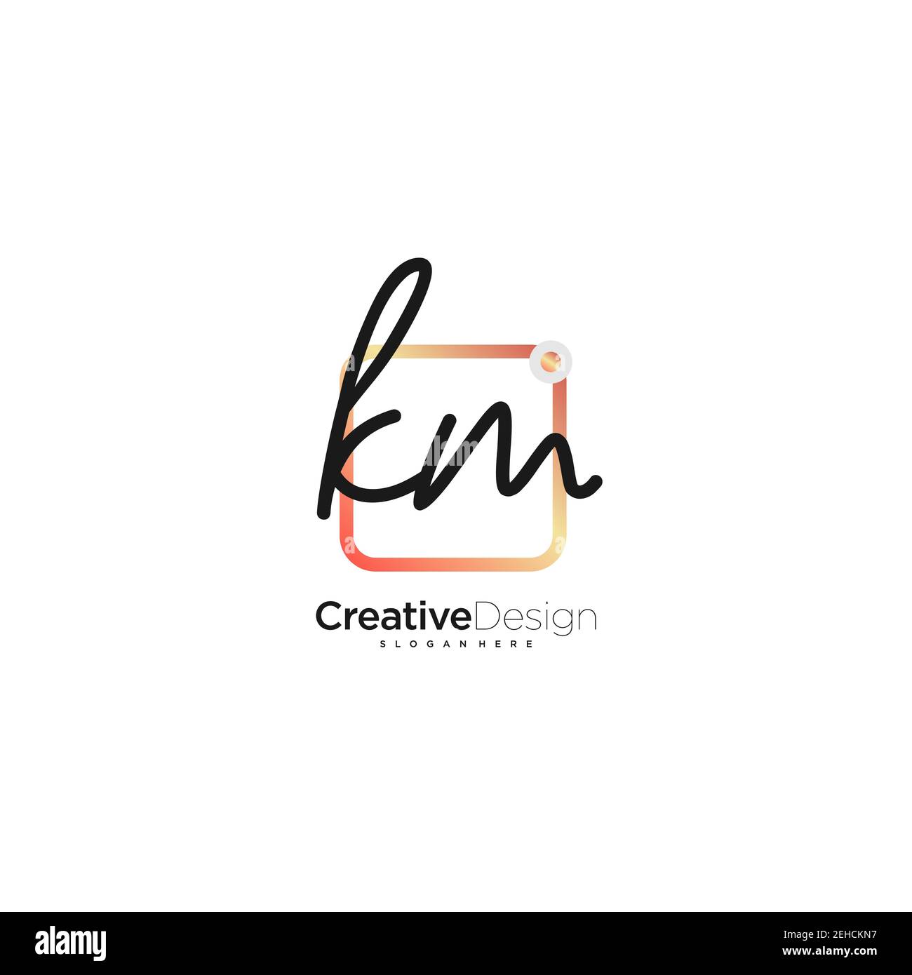 KM Initial Letter handwriting logo hand drawn colorful box vector, logo ...