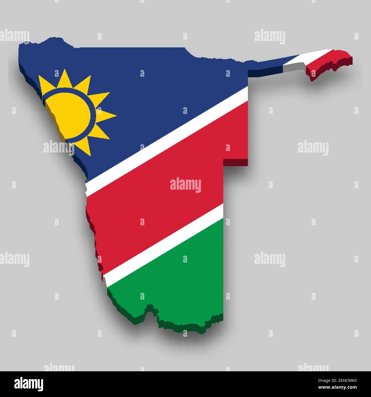 3d isometric Map of Namibia with national flag. Vector Illustration ...