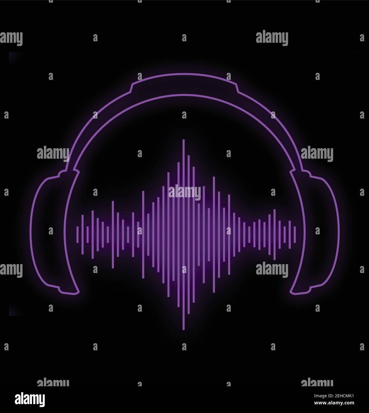 headphones icon with sound wave beats Vector flat illustration Stock ...