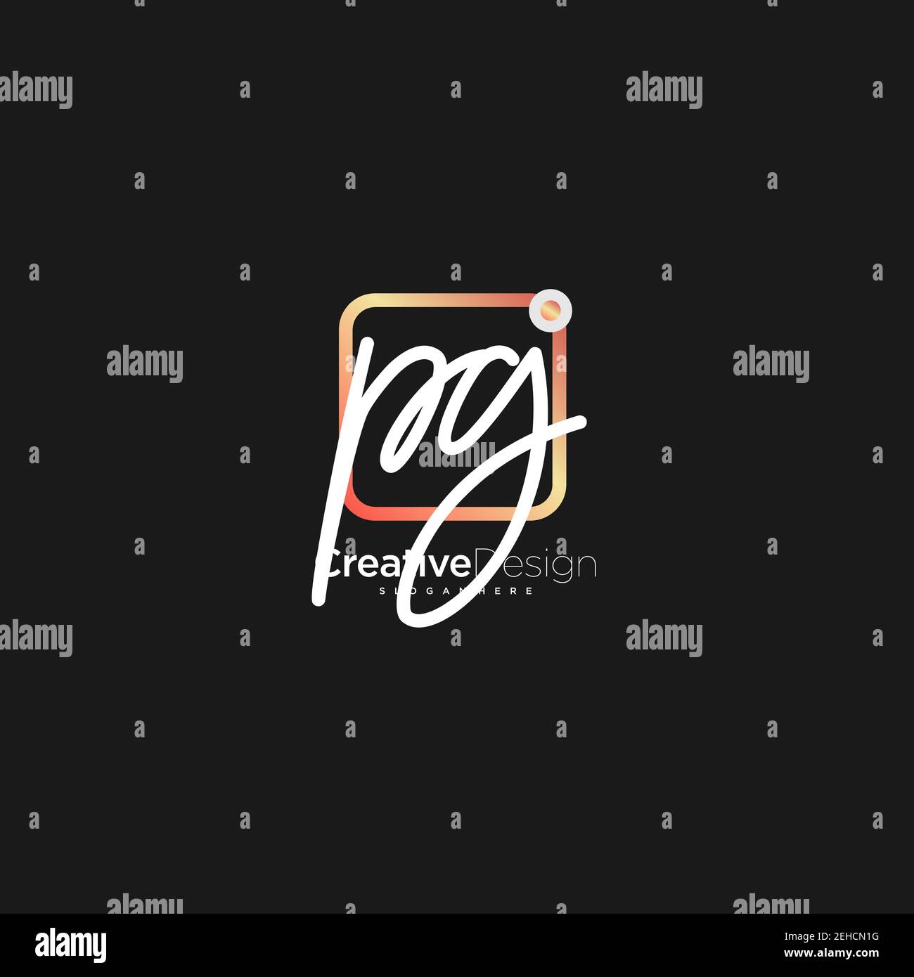 PG Initial Letter handwriting logo hand drawn colorful box vector, logo ...
