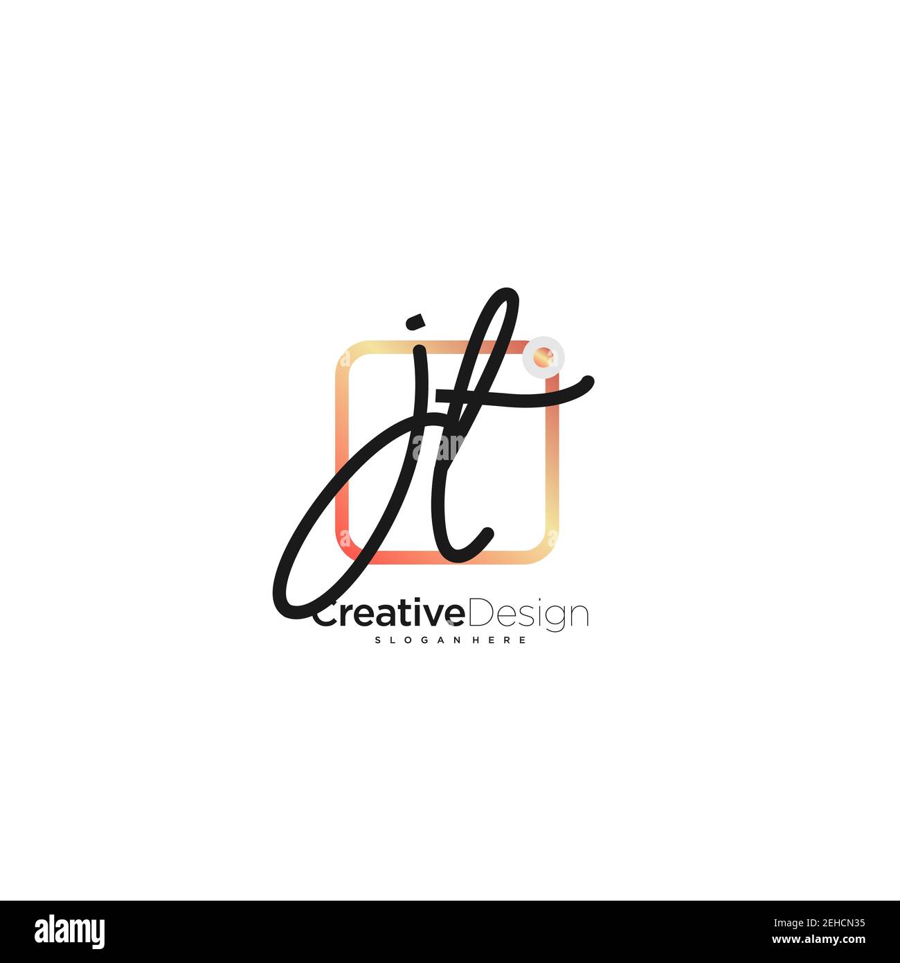 JT Initial Letter handwriting logo hand drawn colorful box vector, logo ...