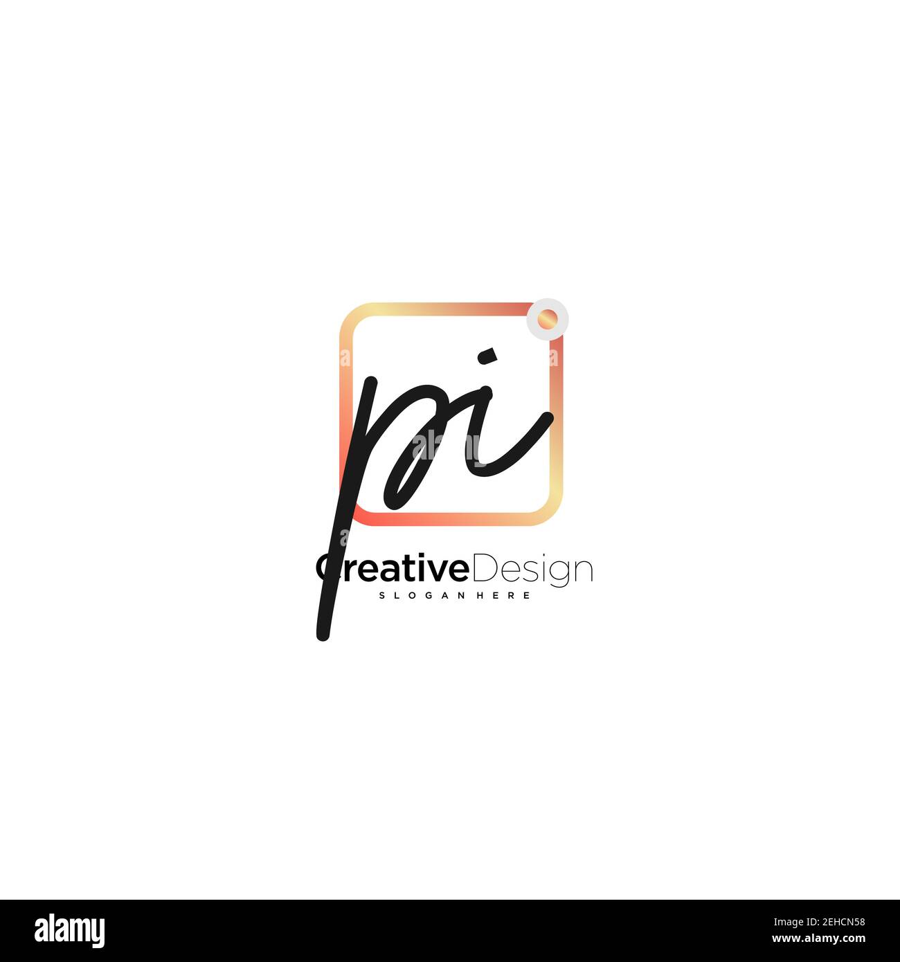 PI Initial Letter handwriting logo hand drawn colorful box vector, logo ...