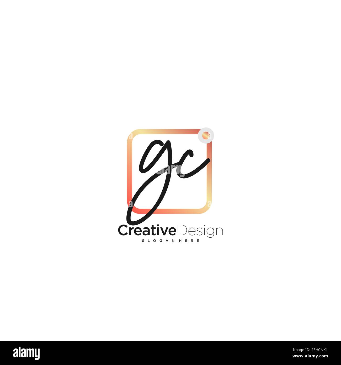 GC Initial Letter handwriting logo hand drawn colorful box vector, logo ...