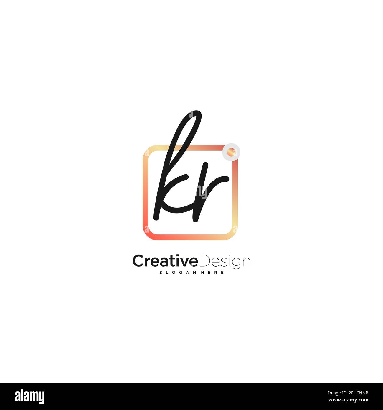 KR Initial Letter handwriting logo hand drawn colorful box vector, logo ...