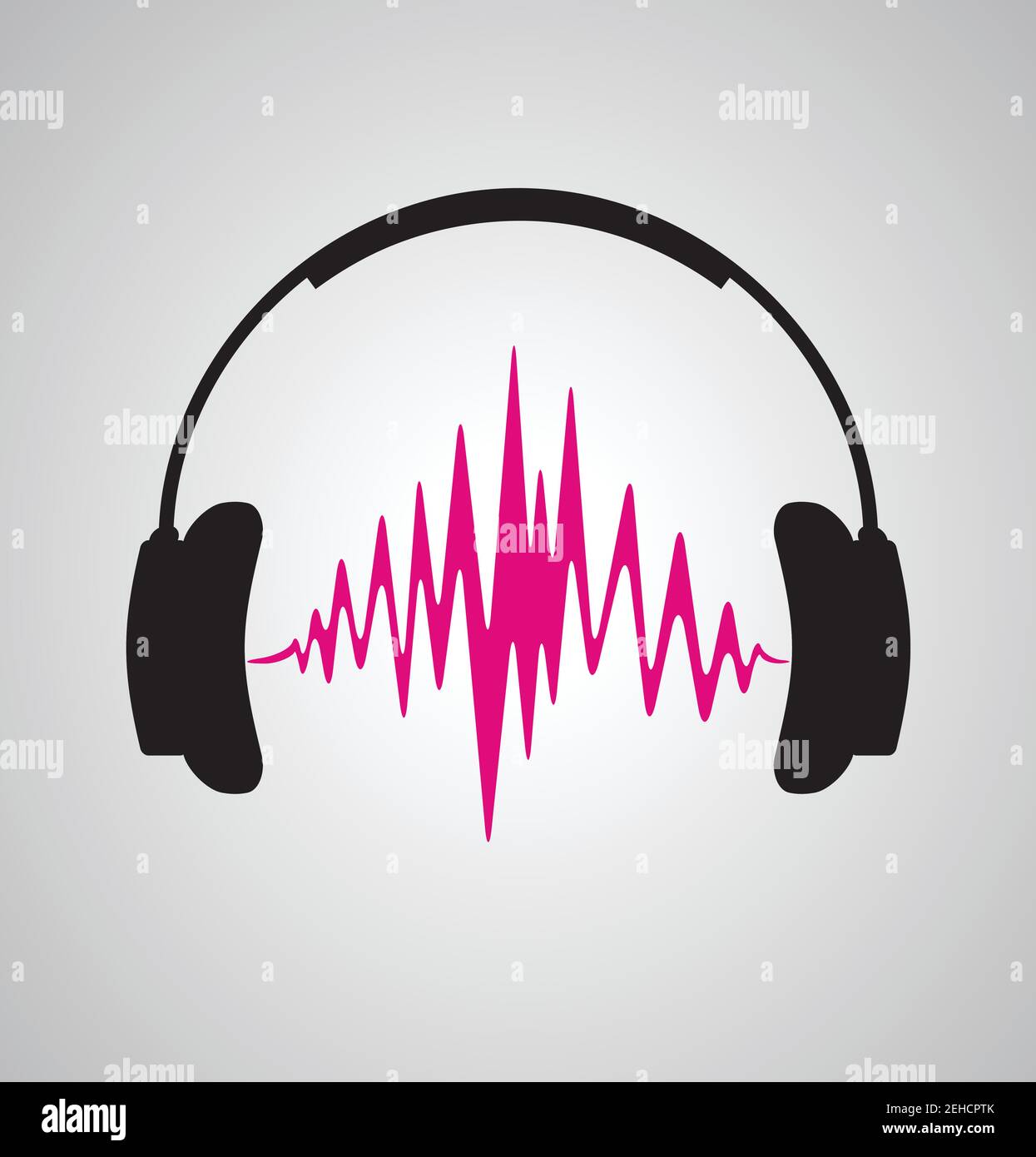 headphones icon with sound wave beats. Vector flat illustration ...